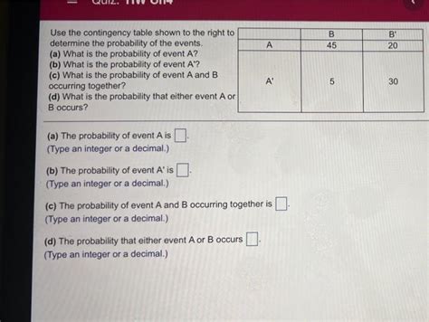 solved b 45 b 20 a use the contingency table shown to the
