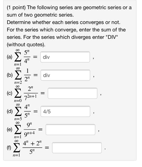 Solved Point The Following Series Are Geometric Series Chegg