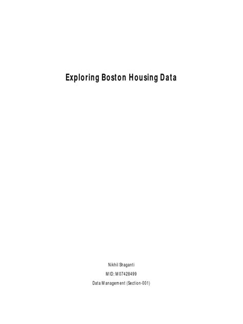 Exploring Boston Housing Data Pdf Regression Analysis Linear