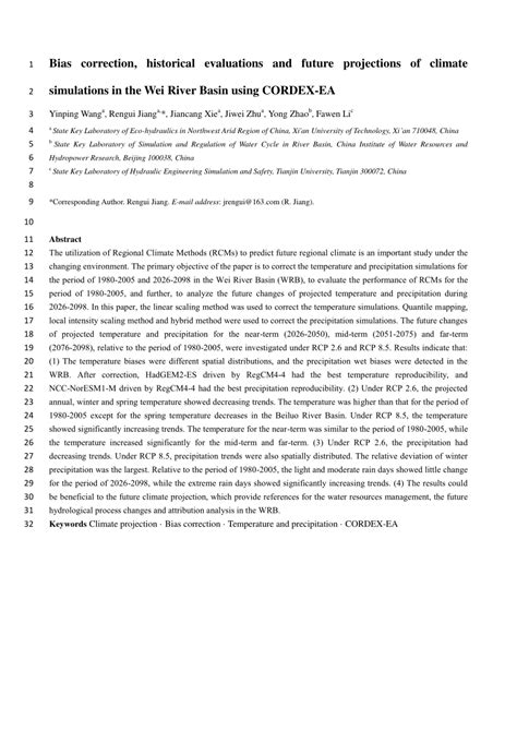 Pdf Bias Correction Historical Evaluations And Future Projections Of Climate Simulations In