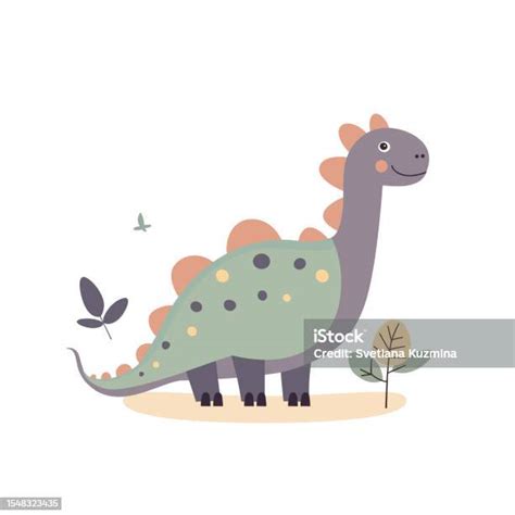 귀여운 만화 공룡의 그림입니다 어린이 방과 엽서 벡터의 문자입니다 0명에 대한 스톡 벡터 아트 및 기타 이미지 0명 가공의 인물 공룡 Istock