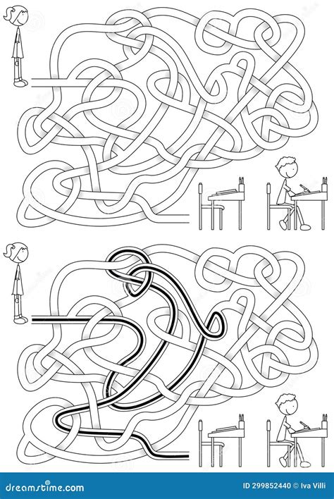 Classroom Maze Stock Vector Illustration Of Desk Path 299852440