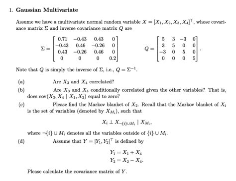 Solved Gaussian Multivariate Assume We Have A Multivariate Chegg