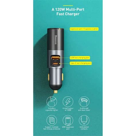 Baseus Usb Type C Dual Port W Fast Charging Car Charger With Extra Socket Car Splitter Price