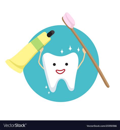 Cute Smiling Tooth Royalty Free Vector Image Vectorstock