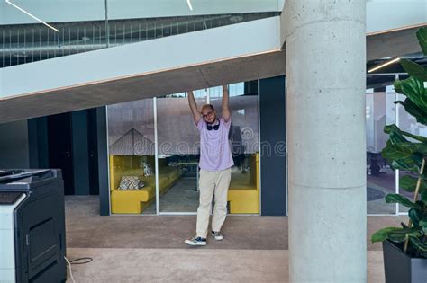 In A Contemporary Corporate Setting A Modern Blonde Programmer Takes