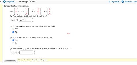 Solved Ф points D My Notes Ask Your Teach LarLinAlg Chegg