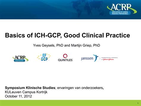 Basics Of Ich Gcp Campus Kortrijk 2012 Yge PPT