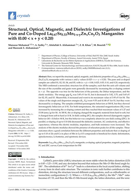 Pdf Structural Optical Magnetic And Dielectric Investigations Of Pure And Co Doped La0