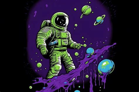 Premium Ai Image Astronaut And Underwater World Psychedelic Style Neural Network Ai Generated