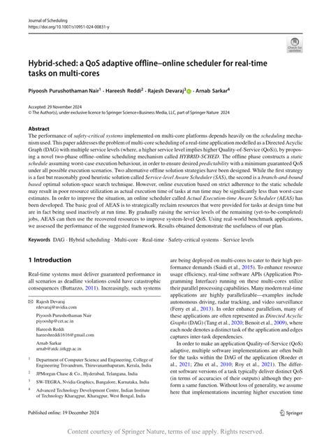 Hybrid Sched A Qos Adaptive Offlineonline Scheduler For Real Time Tasks On Multi Cores