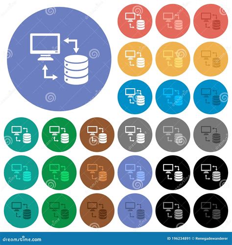 Syncronize Data With Database Round Flat Multi Colored Icons Stock Vector Illustration Of