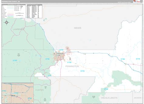 Pennington County Sd Wall Map Premium Style By Marketmaps Mapsales