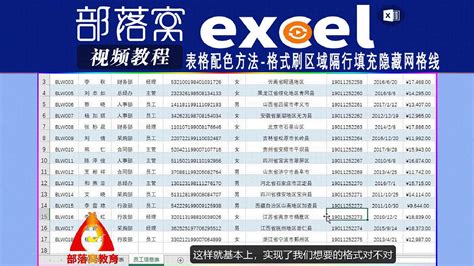 Excel表格配色方法视频：格式刷区域隔行填充隐藏网格线 Excel表格配色方法视频 部落窝教育分享 Excel视频隔行填充方法 新浪新闻