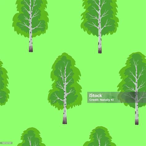 밝은 녹색 배경이나 밝은 녹색 배경에 녹색 단풍이 있는 자작나무 패턴 원활한 패턴 나무와 자연 패턴 계절 여름 봄 벡터 그림입니다 검은색에 대한 스톡 벡터 아트 및 기타