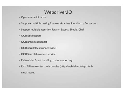 Design Patterns For Scalable Test Automation With Selenium And Webdriverio Ppt