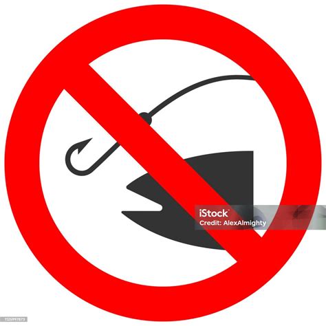 흰색 배경에 고립 된 물고기와 앵커 아이콘으로 표시를 금지 낚시는 금지 벡터 일러스트 레이 션 이다 낚시 이미지를 수 없습니다 어 부는 금지 아니 낚시입니다 강에 대한 스톡