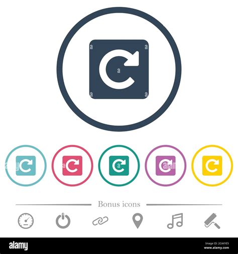 Rotate Right Flat Color Icons In Round Outlines 6 Bonus Icons Included Stock Vector Image And Art