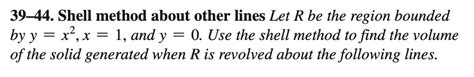 Solved Shell Method Let R Be The Region Bounded By The Chegg Com