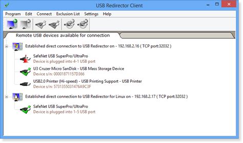 User Interface Main Window — Usb Redirector Client User Manual