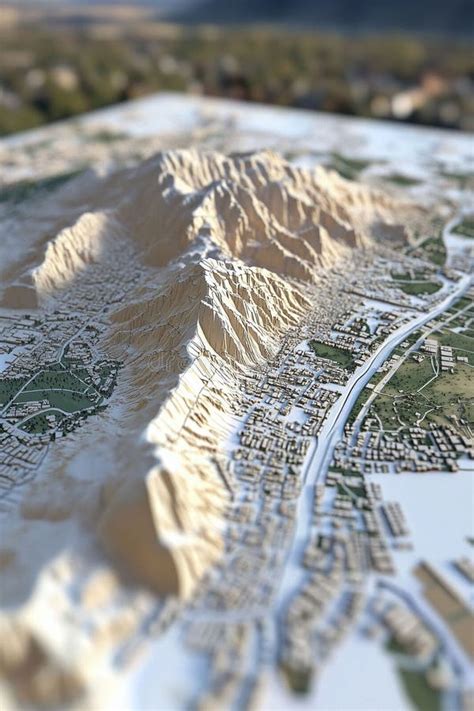 An Interactive 3d Terrain Map Showing Urban Sprawl And Gis Transport Links Stock Illustration
