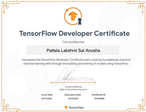 Pattela Lakshmi Sai Anusha On Linkedin Tensorflowcertified Machinelearning Deeplearning