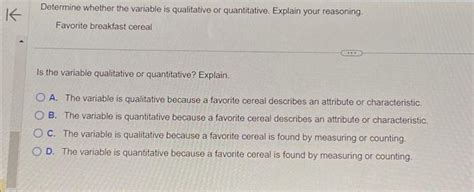 Solved K Determine Whether The Variable Is Qualitative Or Chegg