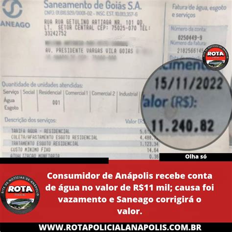Consumidor De Anápolis Recebe Conta De água No Valor De R11 Mil Causa
