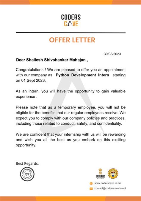 Shailesh Mahajan On Linkedin Coderscave Pythondevelopment Internship2023 2023goals Connections