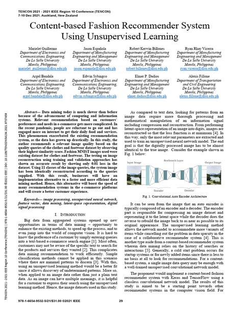 Content Based Fashion Recommender System Using Unsupervised Learning Pdf Computing