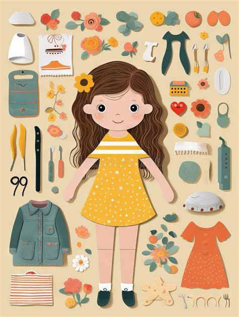 Sticker Dress Up Doll Book Happy Style Ligthing Colors Generative Ai