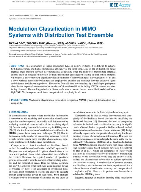 Pdf Modulation Classification In Mimo Systems With Distribution Test Ensemble
