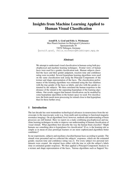 Pdf Insights From Machine Learning Applied To Human Visual Classification