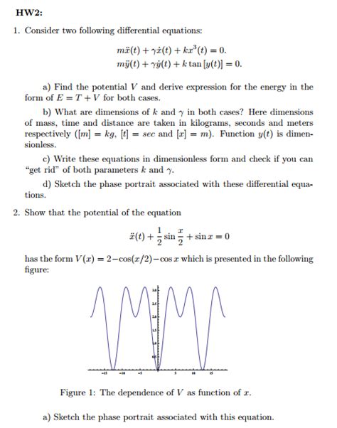 Consider Two Following Differential Equations Find
