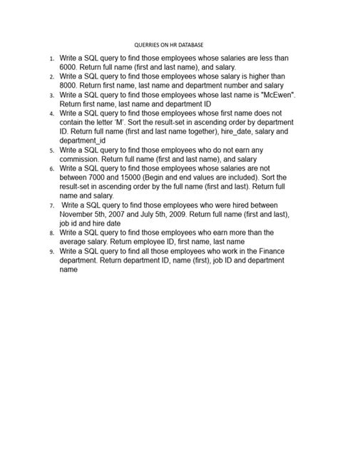 Hr Database Part1queries Pdf