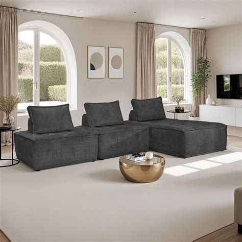 Chauffeuse Pour Canapé Modulable En Tissu Texturé Anthracite Sway