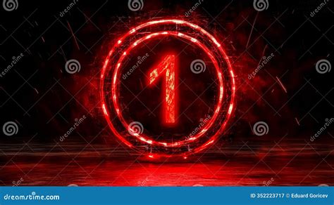 Red Countdown Timer Showing One On Dark Background With Falling Particles Stock Image Image Of