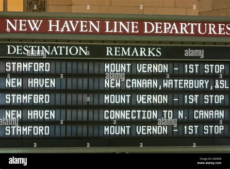 The Metro North New Haven Line Departure Board Showing Train