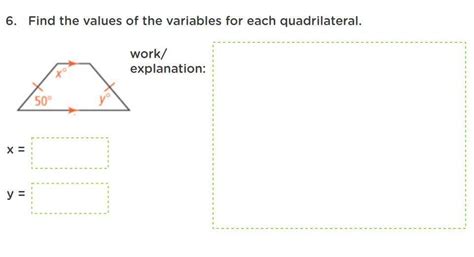 Free Find The Values For Each Quadrilateral X Y Please And Thank You
