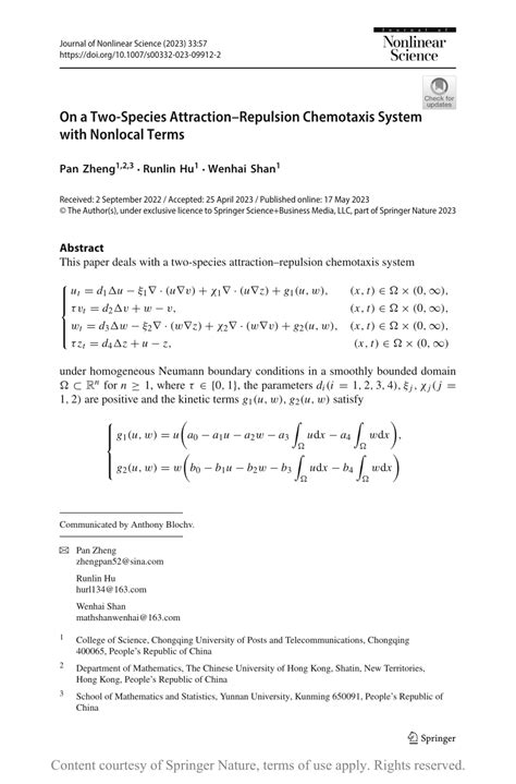 On A Two Species Attractionrepulsion Chemotaxis System With Nonlocal