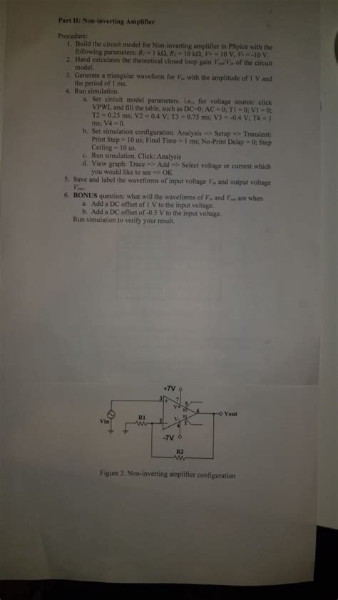 Solved Part II Non Inverting Amplifier Procedure Build Chegg