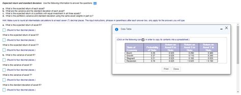Solved Expected Return And Standard Deviation Use The Chegg