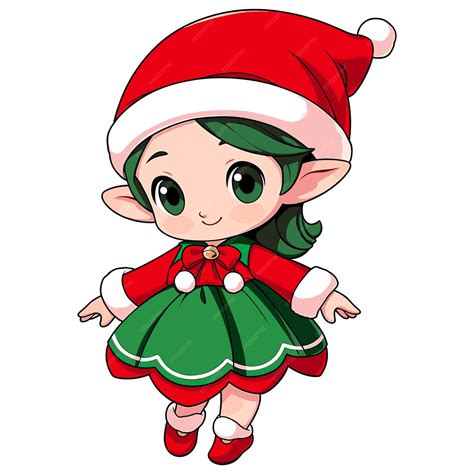 Premium Vector Little Cute Christmas Girl Elf Clipart