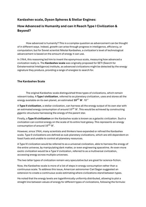 Pdf Kardashev Scale Dyson Spheres And Stellar Engines How Advanced Is