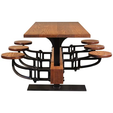 Oak Dining Table With Attached Swing Out Seats For Sale At 1stdibs Dining Table With Attached