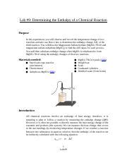 Online Lab Enthalpy Docx Lab Determining The Enthalpy Of A Chemical Reaction