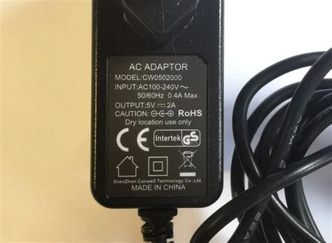 Intertec Model Cw0502000 Adaptor Adapter Netzteil Steckernetzteil 5v