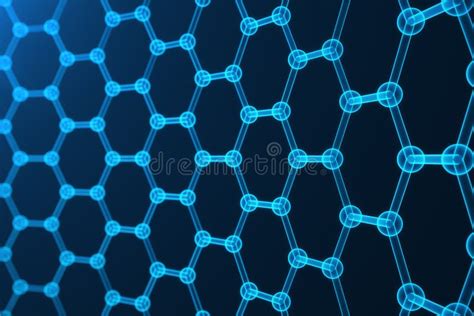 3d Rendering Nanotechnology Glowing Hexagonal Geometric Form Close Up Concept Graphene Atomic