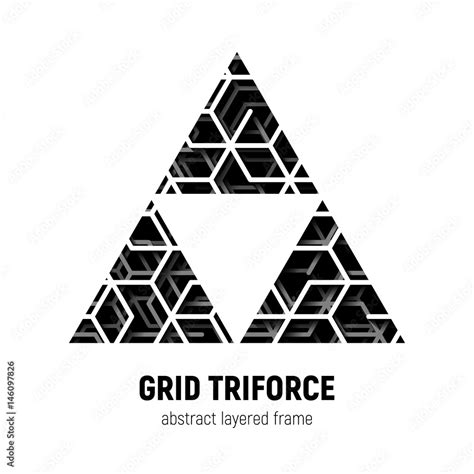 Abstract Triangle Shape With Layered Lines Triangular Grid And Shadow