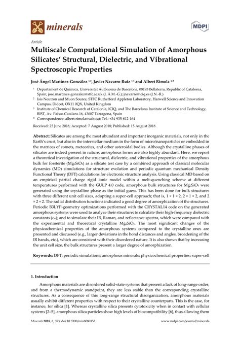 Pdf Multiscale Computational Simulation Of Amorphous Silicates Structural Dielectric And